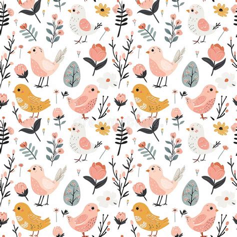 Very Cute Easter Clipart Seamless Pattern Tile Stock Image Image Of