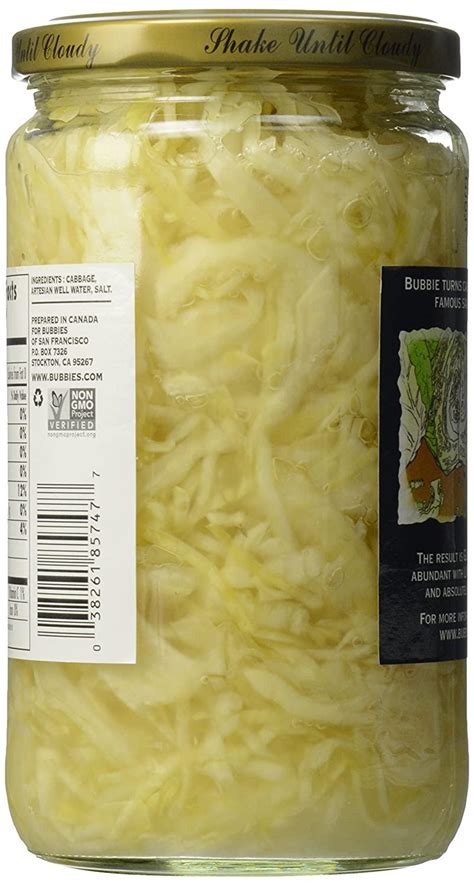 Bubbies Sauerkraut 25 Oz Probiotic Rich Fermented Cabbage Natural And Delicious Buy Now