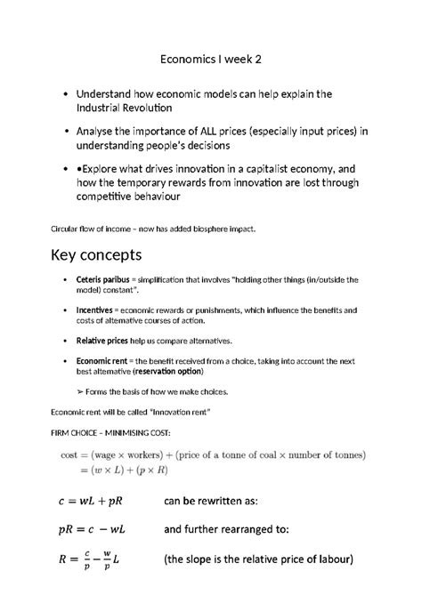 Economics I Week 2 Week 2 Lecture Notes Economics I Week 2 Understand How Economic Models