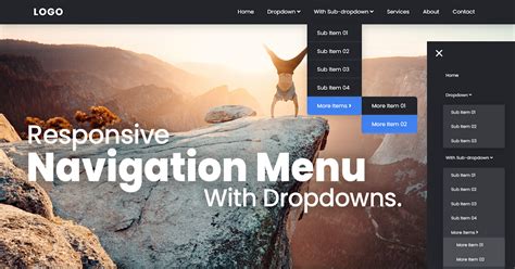 Responsive Header Navigation Menu With Dropdowns And Sub Dropdowns