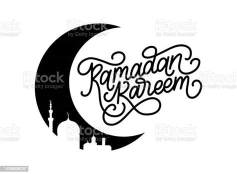 라마단 카림 손 글자 초승달 배경에 그려진 모스크 인사말 카드 초대장 포스터에 대 한 이슬람 휴일 기호의 벡터 그림 0명에 대한 스톡 벡터 아트 및 기타 이미지 Istock