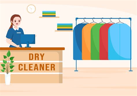 Dry Cleaning Store Service With Washing Machines Dryers And Laundry