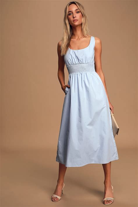 Simplicity Is Best Light Blue Sleeveless Midi Dress Light Blue Midi