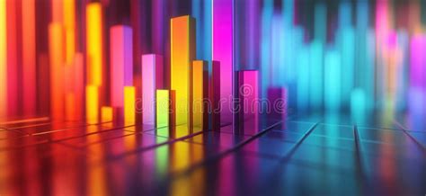 Colorful Abstract 3d Bar Graph Visualization With Vibrant Neon Colors