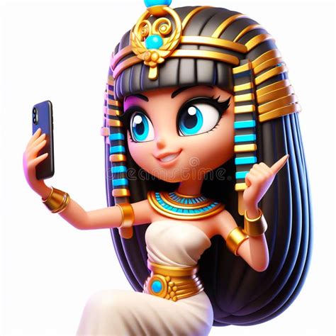 3d Funny Cartoon Of Cleopatra From Ancient Egypt History And Culture Stock Illustration
