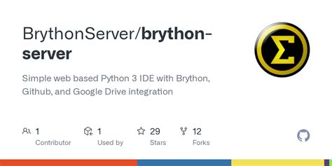 GitHub BrythonServer Brython Server Simple Web Based Python 3 IDE