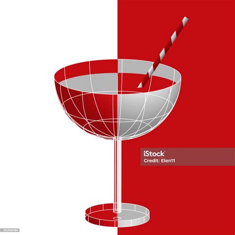 국가 마시는 밀 짚 날 1 월 3 붉은 리큐 어 열 대 마티니 마시는 밀 짚 플랫 입체파 스타일에서 3d 벡터와 칵테일의 유리 흰색 배경에서 텍스트 복사 공간 1월에 대한
