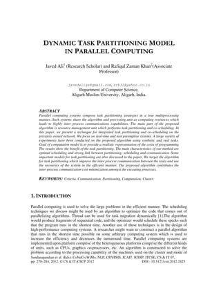 DYNAMIC TASK PARTITIONING MODEL IN PARALLEL COMPUTING PDF
