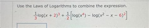 Solved Use The Laws Of Logarithms To Combine The Expression Chegg Com