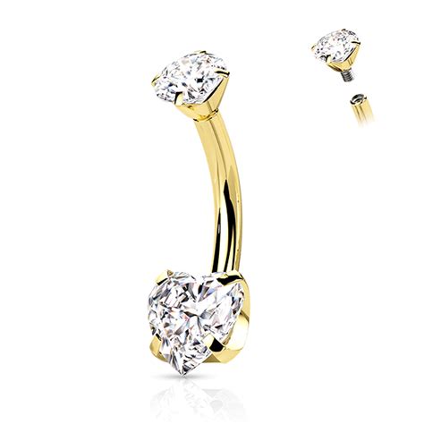 14g Titanium Internally Threaded Cz Heart Belly Ring Skinkandy Au