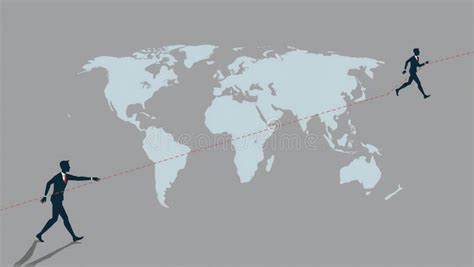 Different People Walk Across A World Map Worldwide Migration And