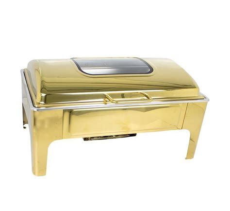 Chafing Dish Gold Rectangular Flat Top With Glass Shop Today Get