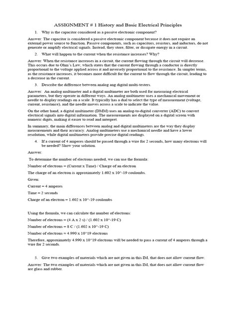 Assignment 2 Ecen 101 History And Basic Electrical Principles Pdf