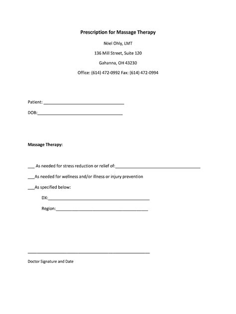 Prescription For Massage Therapy Form Fill Out And Sign Printable Pdf