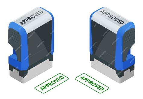 Conjunto Aprovado De Carimbo Isométrico Aprovado Carimbo De Tinta Verde