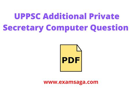 Uppsc Additional Private Secretary Aps Computer Question Pdf Download Examsaga