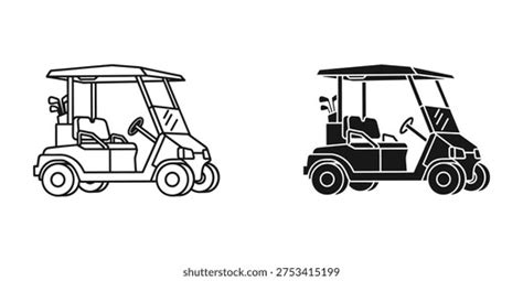 Clean Modern Black White Golf Cart Stock Vector Royalty Free