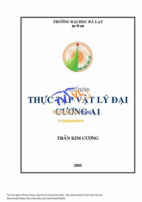 [pdf] giáo trình thực tập vật lý đại cương 1 Đh Đà lạt 84 trang