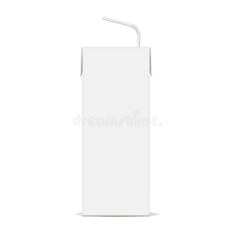 Cardboard Juice Box With Straw Mockup Stock Vector Illustration Of Rectangle Mock 139615999