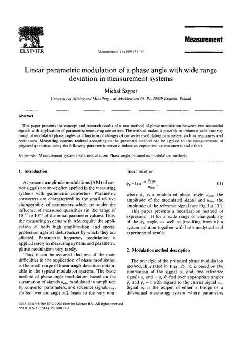 Pdf Linear Parametric Modulation Of A Phase Angle With Wide Range Deviation In Measurement