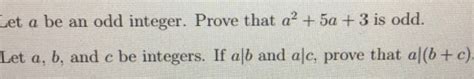 Solved Let A Be An Odd Integer Prove That A² 5a 3 Is