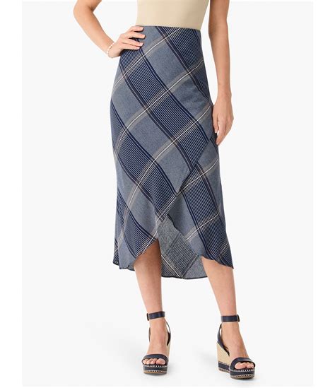 Nic Zoe Line It Up Woven Plaid Print Midi A Line Skirt Dillards