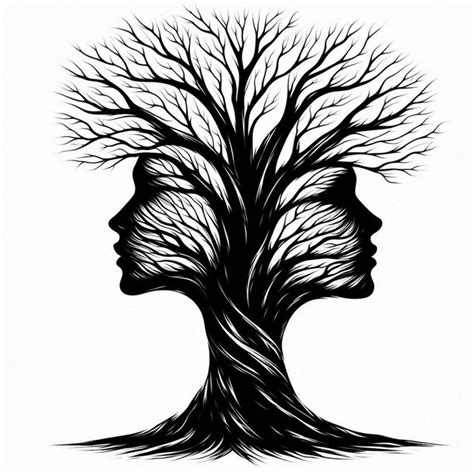 Premium Vector The Male Tree Sturdy And Broad Intertwines With A Slender Female Tree