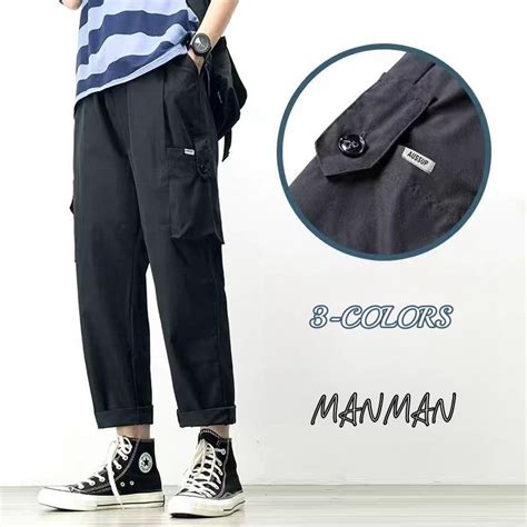 Manman กางเกงทำงานผู้ชาย แบบหลวม รุ่นทรงกระบอกตรง ลำลอง เก้าส่วน แบบบาง ขากว้าง Shopee Thailand