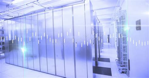 Data Processing Animation Over Server Racks In Modern Data Center Stock Footage Video Of