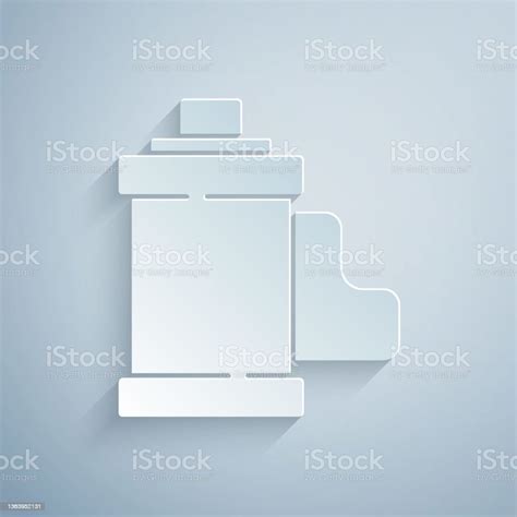 종이 컷 카메라 빈티지 필름 롤 카트리지 아이콘 회색 배경에 격리 35mm 필름 캐니스터 필름 스트립 사진 작가 장비 종이 아트