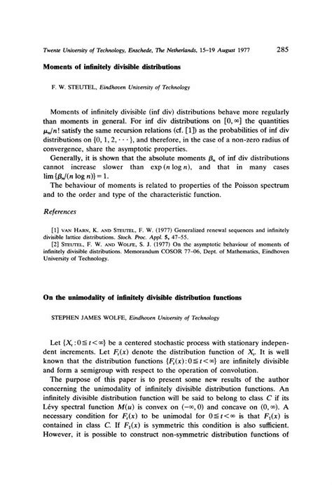 On The Unimodality Of Infinitely Divisible Distribution Functions Advances In Applied