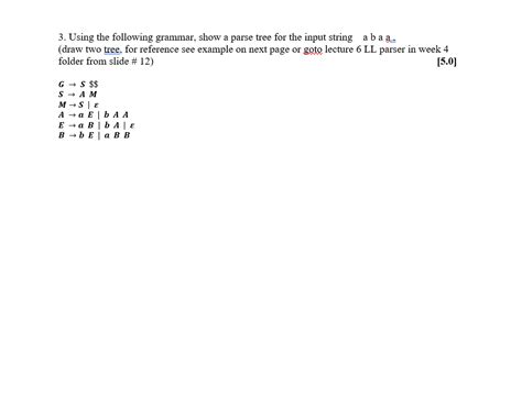 solved 3 using the following grammar show a parse tree for