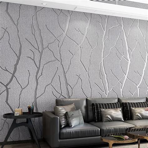 Grey 3d Silver Striped Non Woven Wallpaper Roll 5m² Coverage