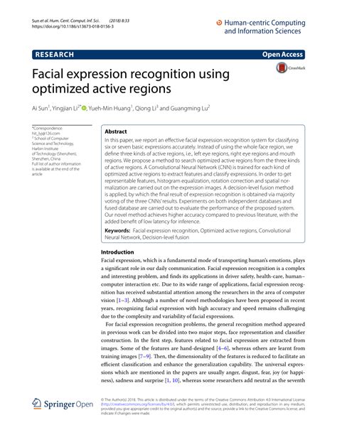 pdf facial expression recognition using optimized active regions