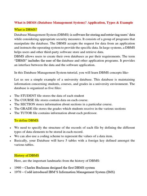 What Is Dbmsadvantages And Applications Pdf Databases Relational