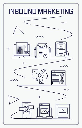 인바운드 마케팅 인포 그래픽 디자인은 편집 가능하며 색상을 변경할 수 있습니다 흰색 배경의 경로를 따르는 준비되고 세련된 디자인