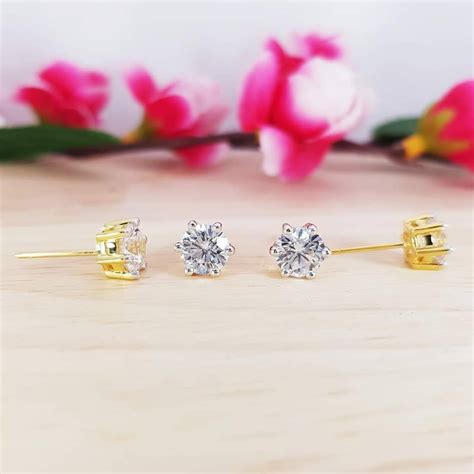 ต่างหูเม็ดเดียว ทอง9k Sky Jewelry แหวนเพชรแท้ ทองแท้