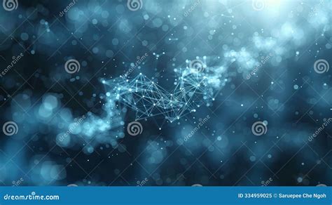 Digits Abstract Background With Connected Lines And Dots Wave Flow Digital Neural Networks Stock