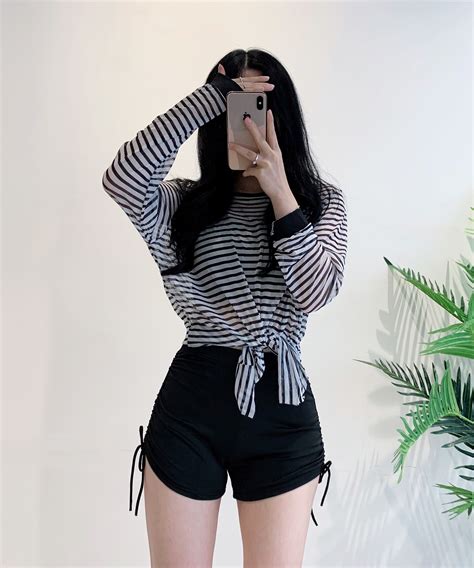 시크릿에이 🤍오늘발송🤍 시스루 스트라이프 쓰리피쓰 비키니 수영복 3pcs