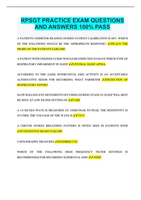 Rpsgt Practice Exam Questions And Answers 100 Pass Rpa Level Iv Stuvia Us