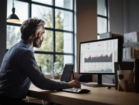 Premium Photo Analyst Reviewing Financial Data On Screens