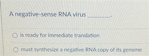 Solved A Negative Sense Rna Virusis Ready For Immediate