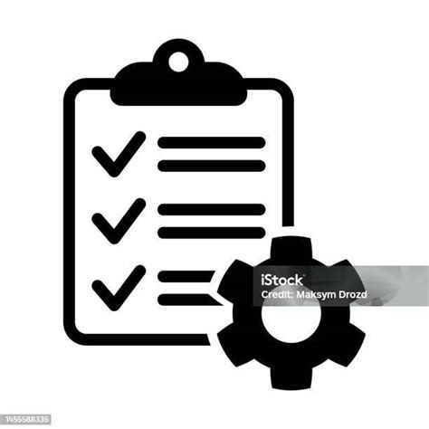 기술 지원 체크리스트 아이콘입니다 기어 격리 아이콘이 있는 클립보드 관리 평면 아이콘 개념입니다 소프트웨어 개발 기어 기계 부분에 대한 스톡 벡터 아트 및 기타 이미지