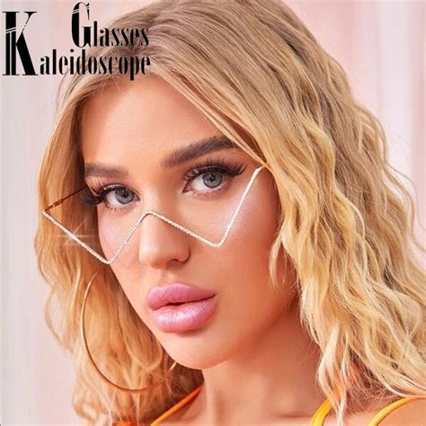 Vintage No Lens Half Metal Glasses Frame Women Tre Grandado