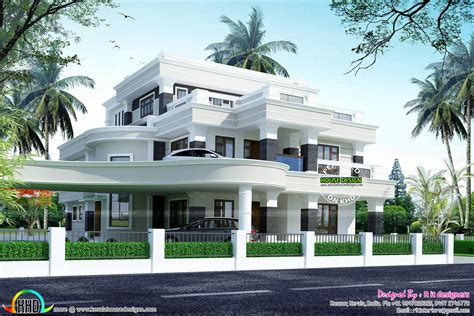 Modern With Upper Level Car Parking Kerala Home Design And Floor