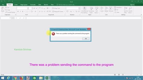 There Was A Problem Sending The Command To The Program In Excel Youtube