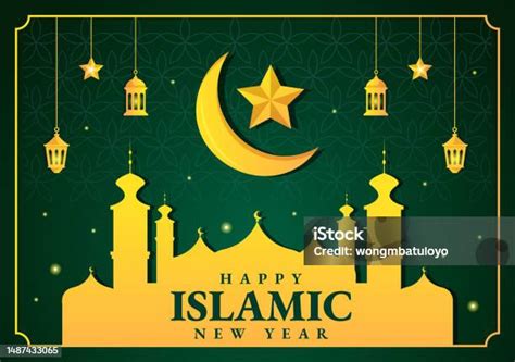 행복한 무하람 이슬람 새해 벡터 일러스트레이션 무슬림 축하 플랫 만화 손으로 그린 랜딩 페이지 배경 템플릿 0명에 대한 스톡 벡터 아트 및 기타 이미지 Istock