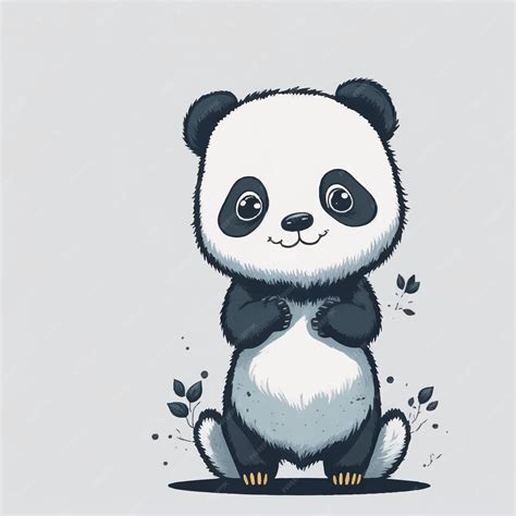 Premium Vector Cute Cartoon Little Panda Sitting Isolated On White