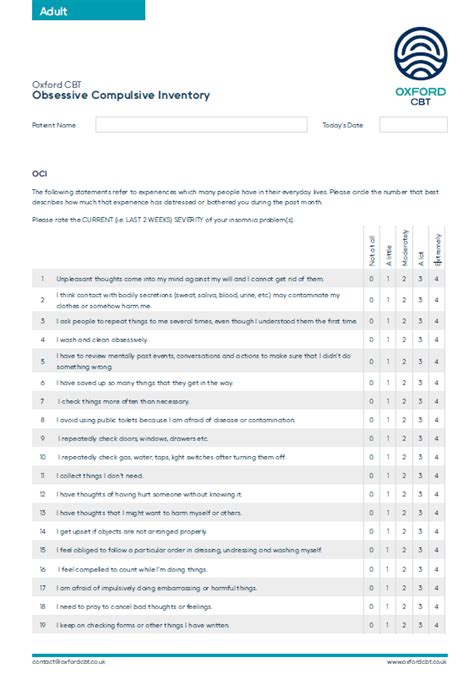 Obsessive Compulsive Inventory Obsessive Compulsive Inventory Revised