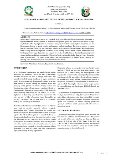 Pdf Attendance Management Attendance Management System Using